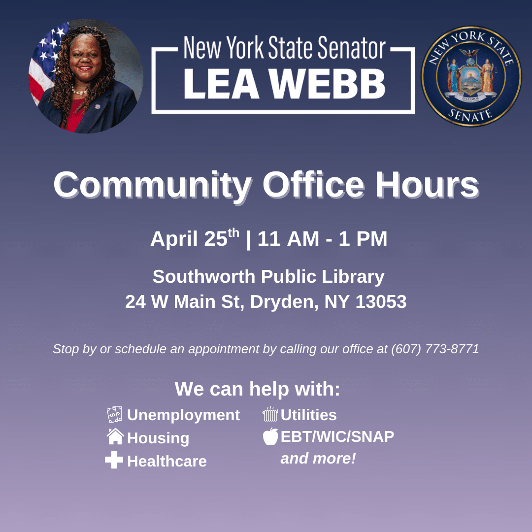 Senator Lea Webb's Community Office Hours – Tompkins Weekly
