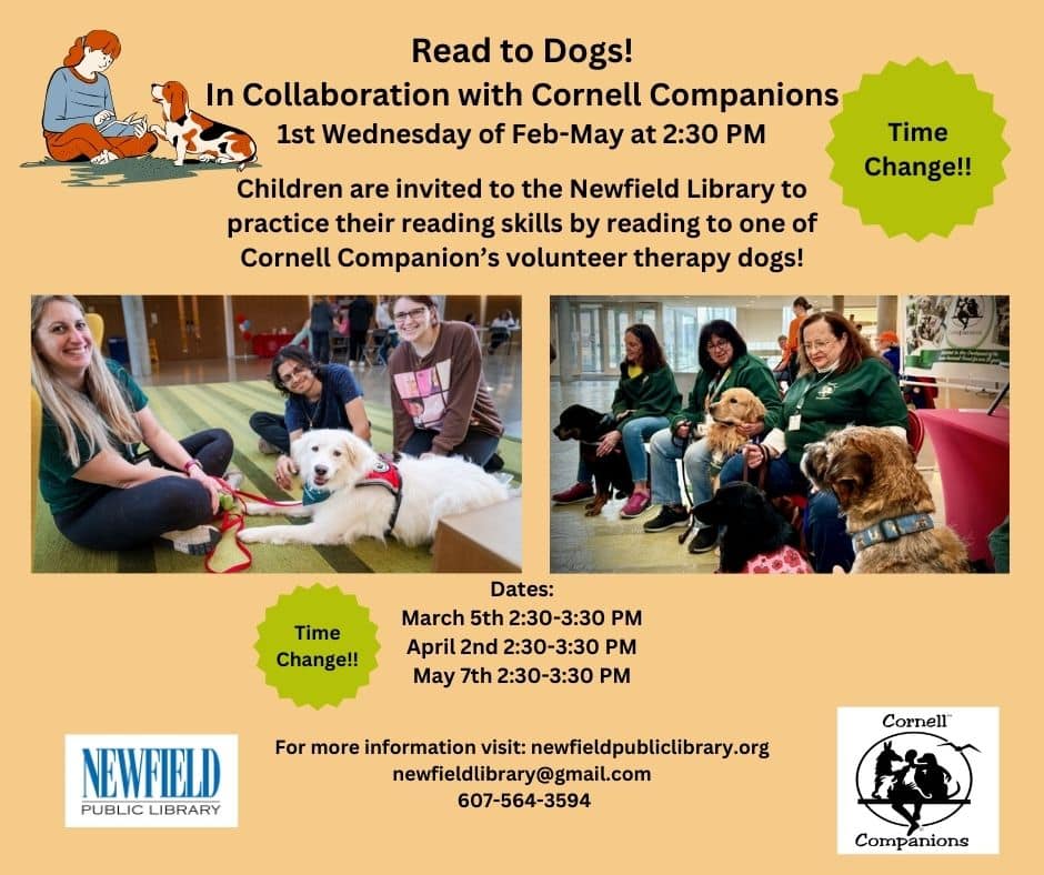 Cornell Companions- Read to Dogs at Newfield Library – Tompkins Weekly